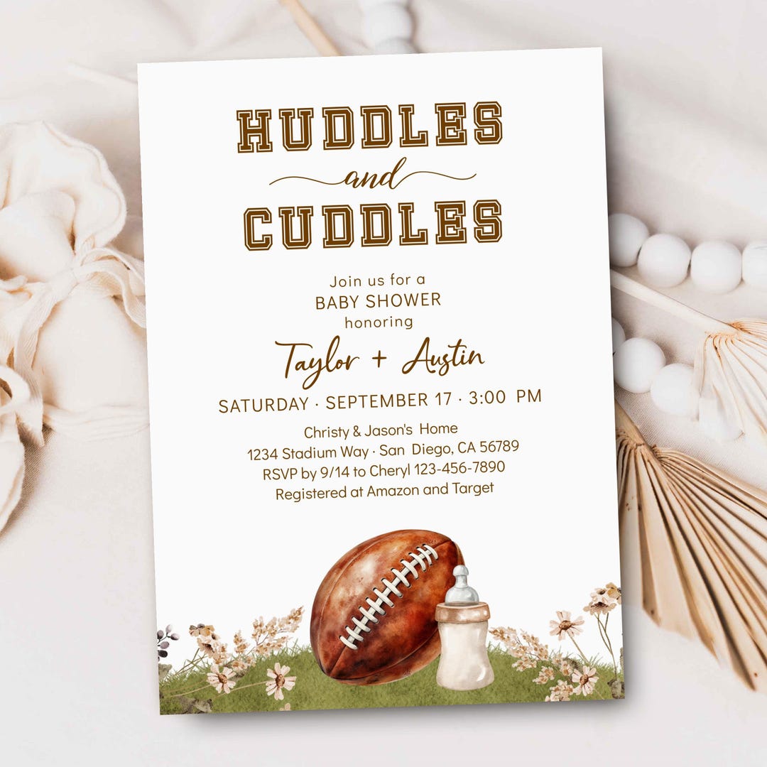 Huddles and Cuddles Football Baby Shower Invitation Template, Baby ...