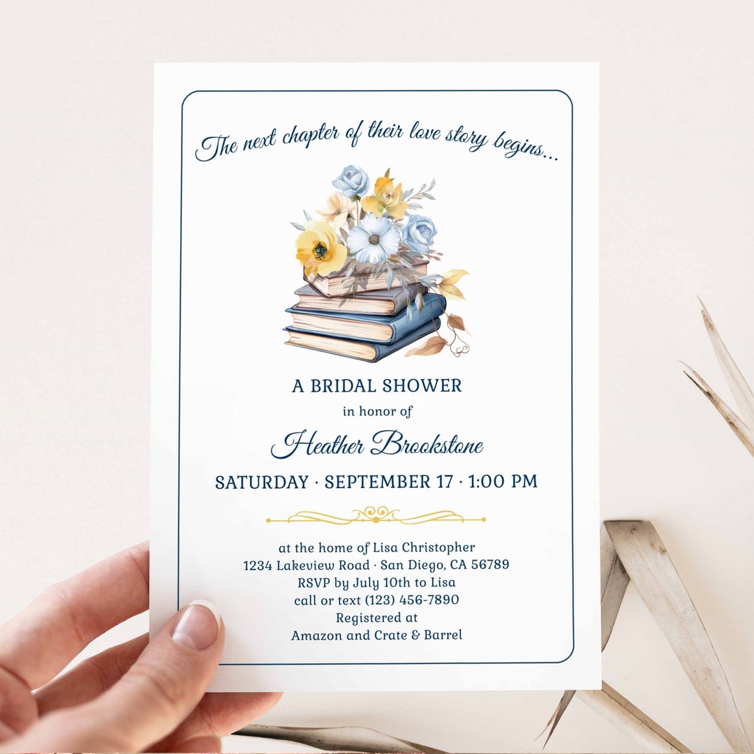 Book Themed Bridal Shower Invitation, Next Chapter, Love Story Shower ...