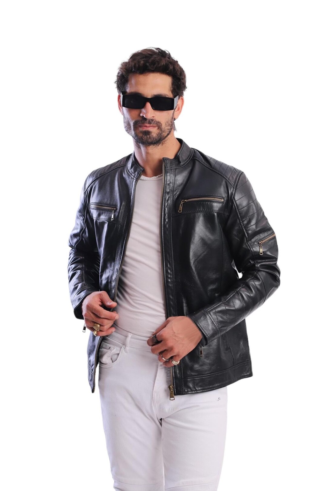 Lambskin Leather Jacket Men Style Heavy Coat - Etsy