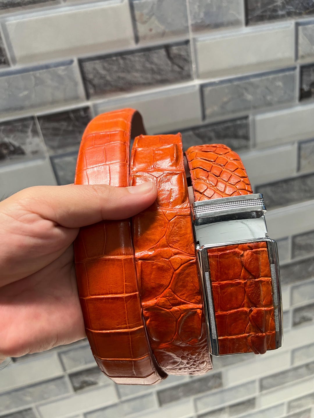 Genuine Alligator Leather Strap Knitting Edges Belt Strap 3.5mm Wide ...