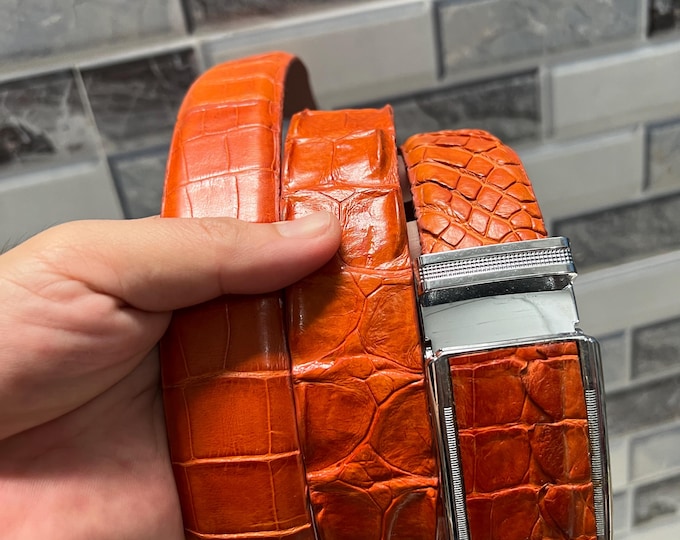 Genuine Alligator Leather Strap Knitting Edges Belt Strap 3.5mm Wide ...