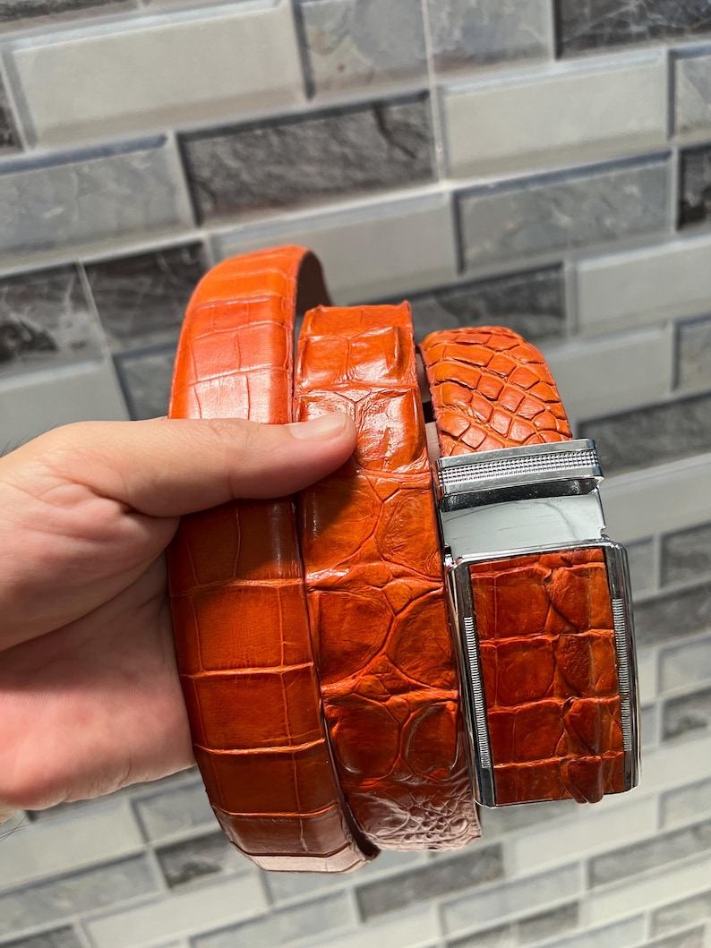 Genuine Alligator Leather Strap Knitting Edges Belt Strap 3.5mm Wide ...