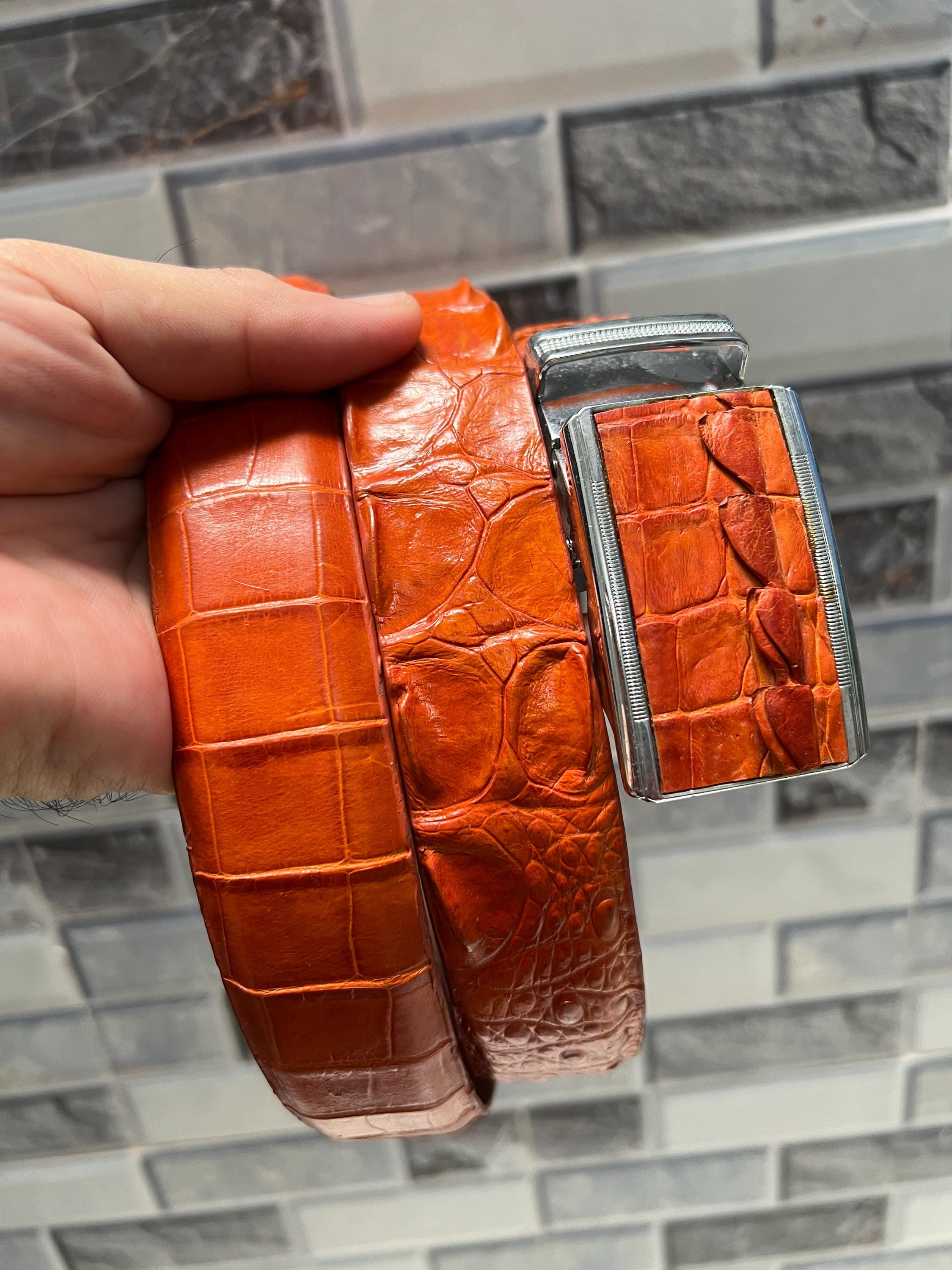 Genuine Alligator Leather Strap Knitting Edges Belt Strap 3.5mm Wide ...