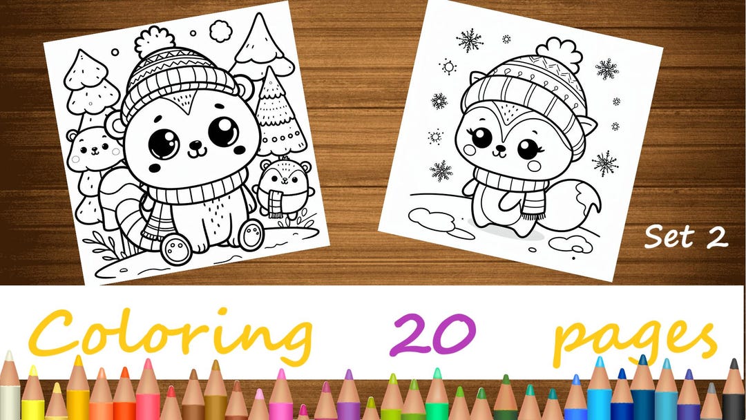 20 Animal Winter Coloring Pages for Kids Set 2 Coloring Pages Coloring ...