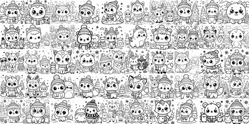 100 Animal Winter Coloring Pages for Kids Kombo Set 1-5 Coloring Pages ...