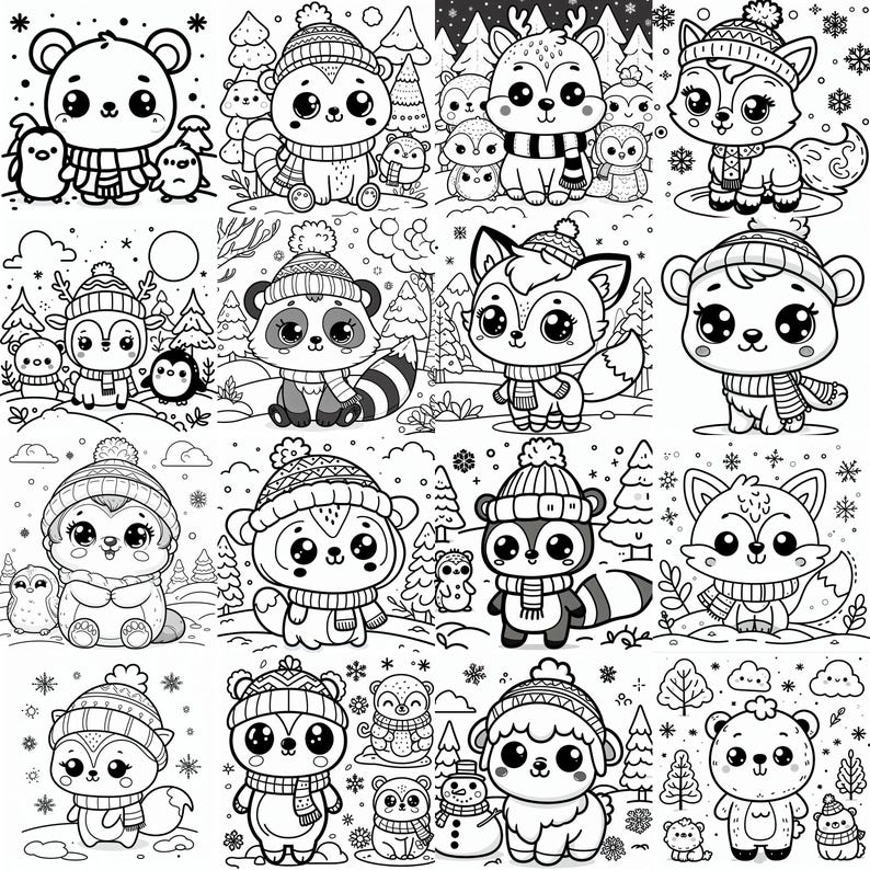 20 Animal Winter Coloring Pages for Kids Set 2 Coloring Pages Coloring ...