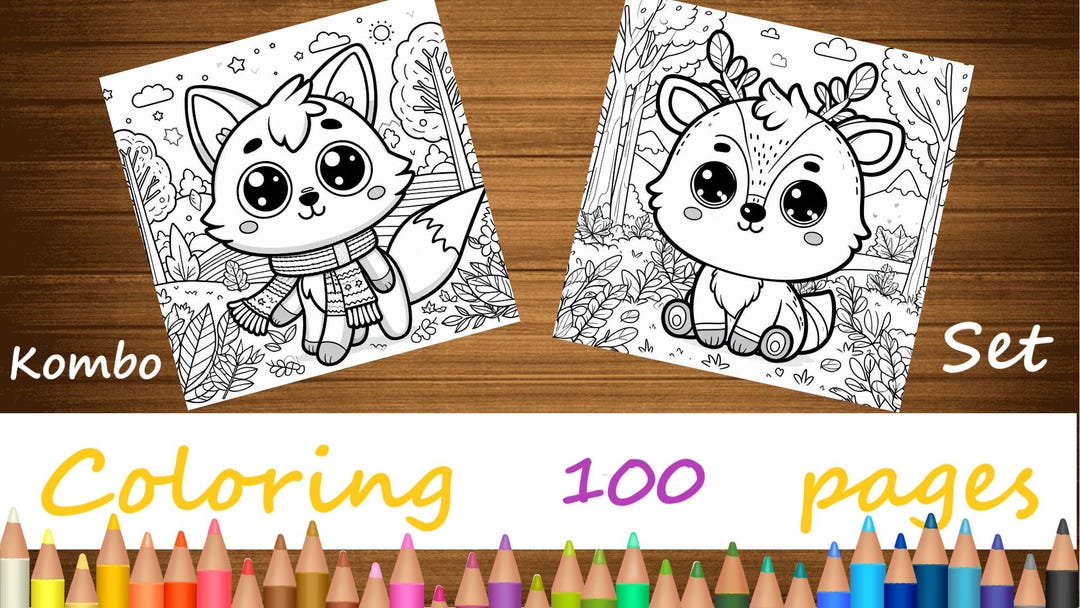 100 Animal Autumn Coloring Pages for Kids Kombo Set 1-5 Coloring Pages ...