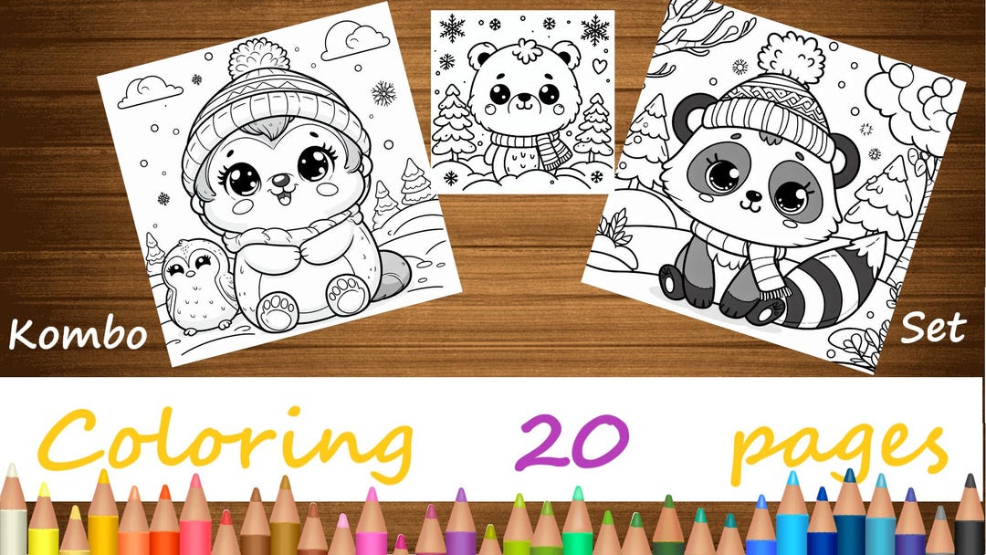 100 Animal Winter Coloring Pages for Kids Kombo Set 1-5 Coloring Pages ...