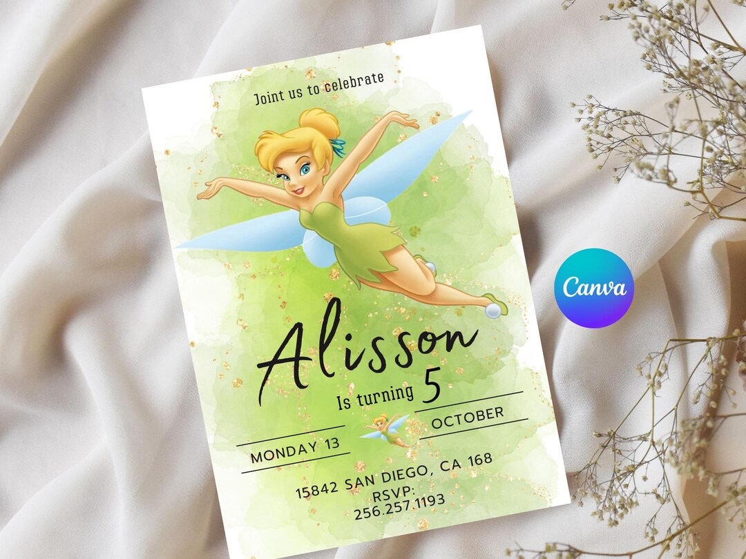 Tinker Bell Birthday Invitation, Tinker Bell Invitation Template ...