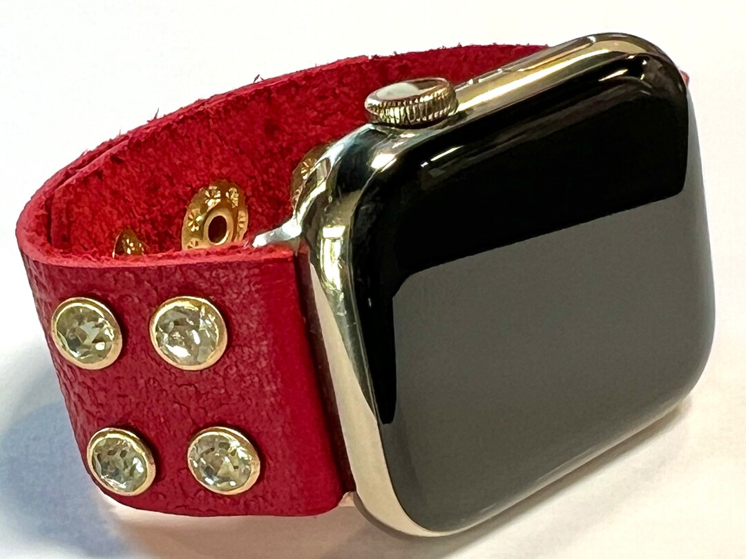 Red Leather Apple Watch Band. - Etsy