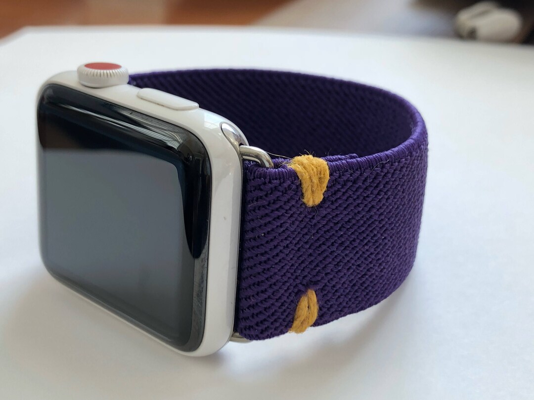 Purple Elastic Apple Watch Band: Hand Stitched Comfort Stretch - Etsy