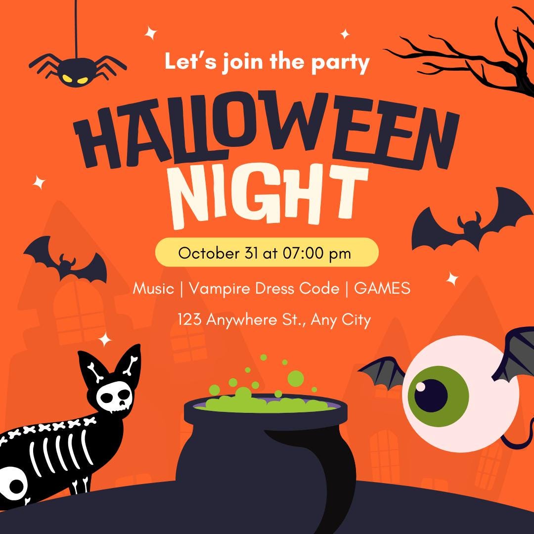 Digital Halloween Invitation Template, Spooky & Fun Design for ...