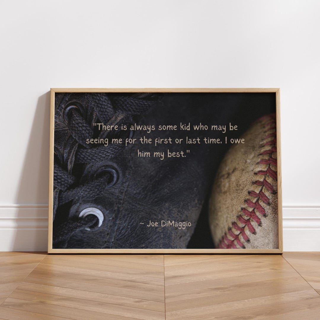 Joe Dimaggio Baseball Quote Print, Motivational Sports Poster, Man Cave ...
