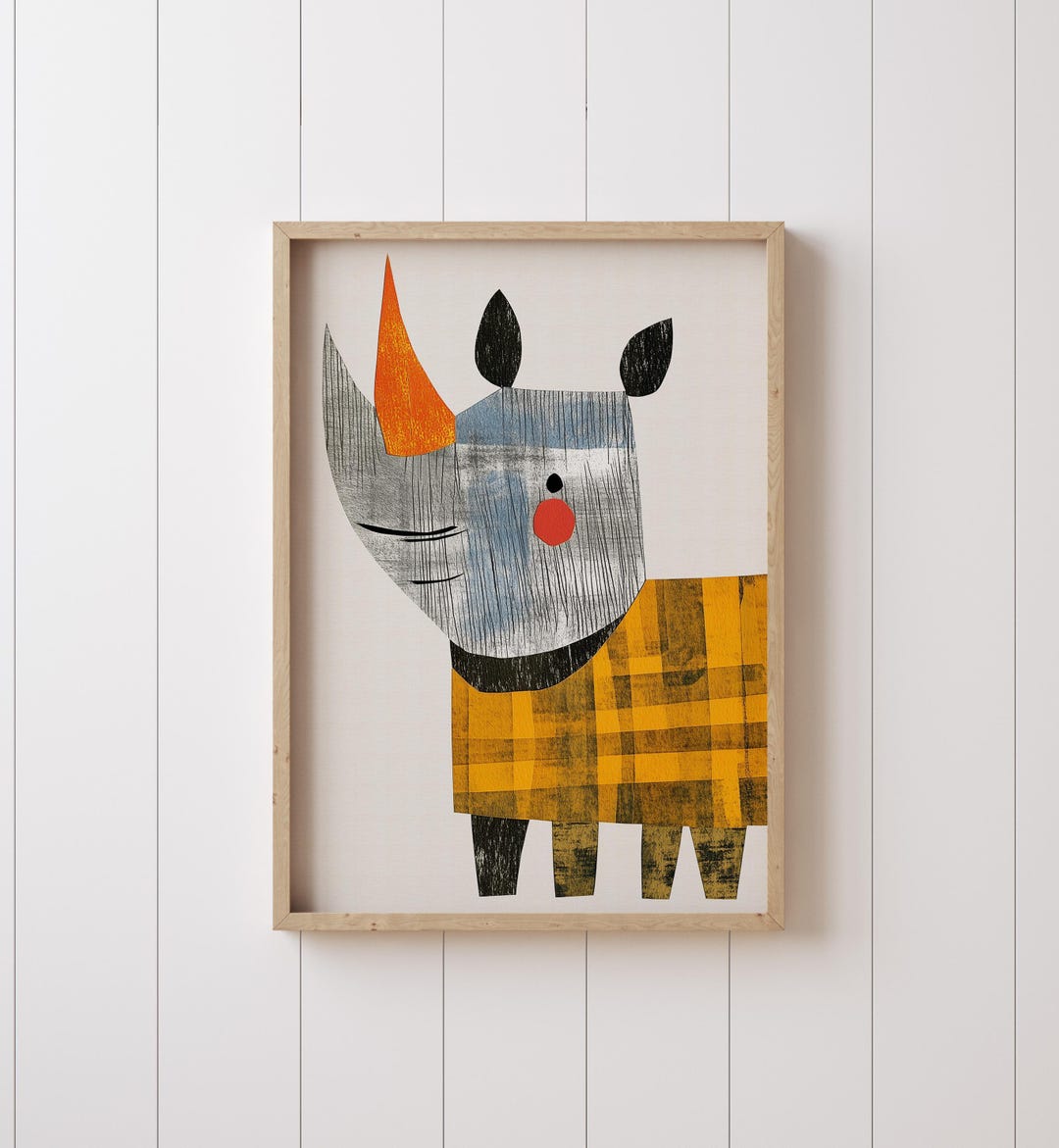 Rhino Kids Collage Art Print | Safari Nursery Decor - Etsy