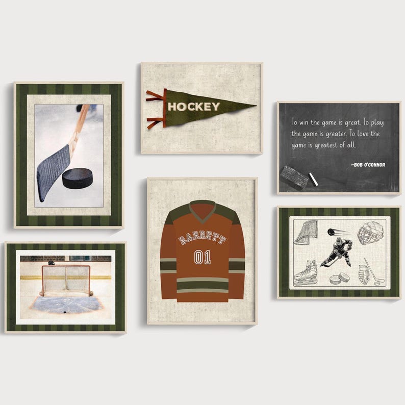 Personalized Hockey Wall Art, Boys Room Decor, Playroom Sport Prints ...