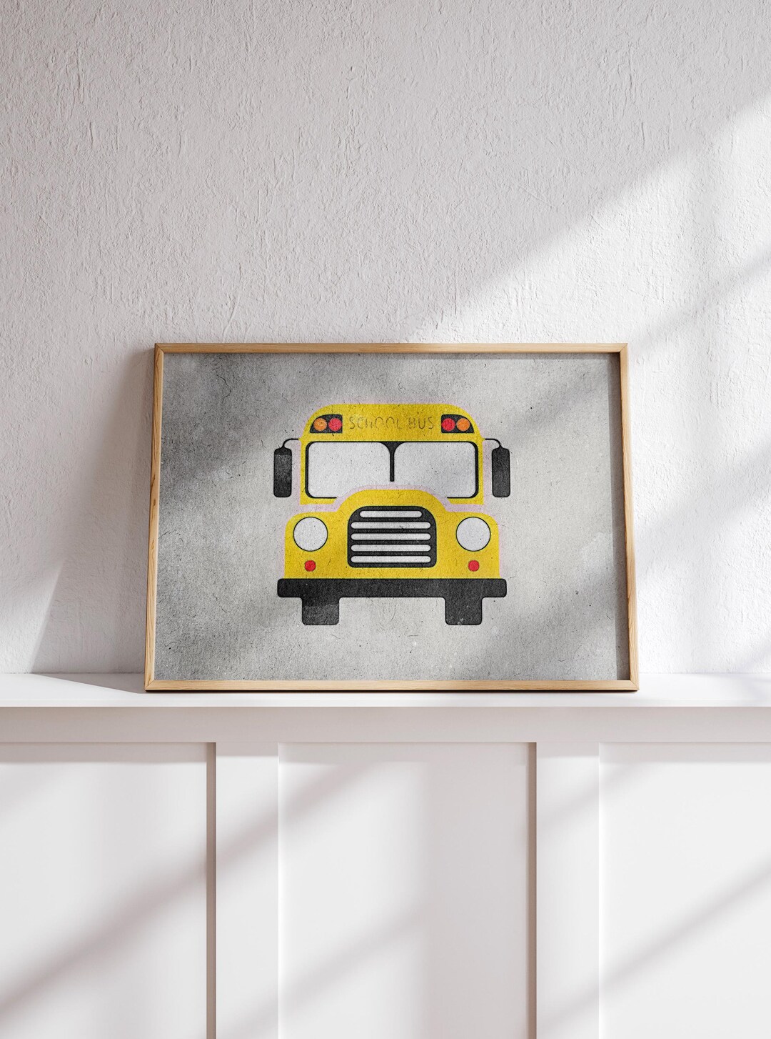 Yellow School Bus Wall Art for Kids, Watercolor Nursery Decor ...