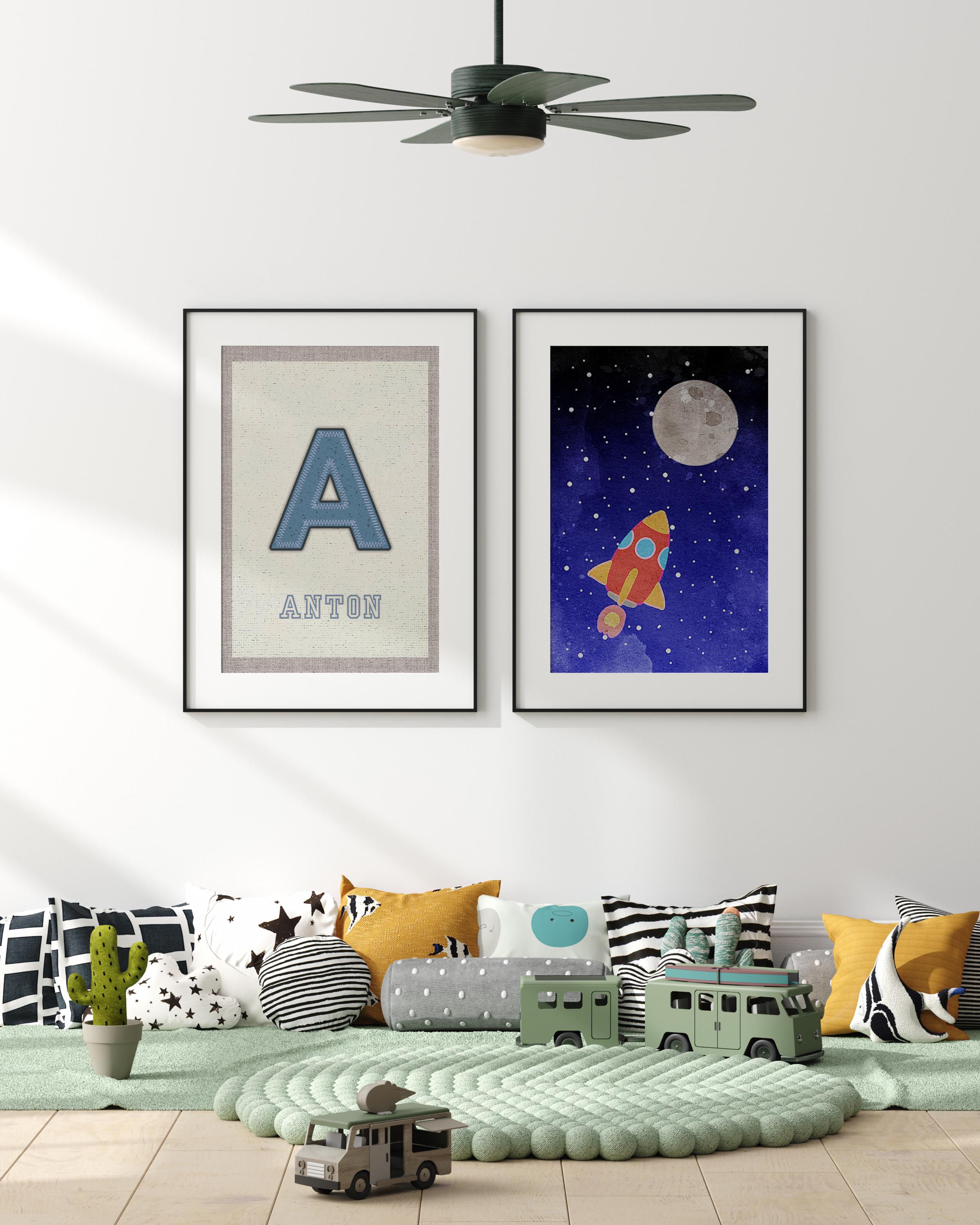 Custom Sports Style Kids Name Print, Custom Kids Wall Art, Boys Room ...