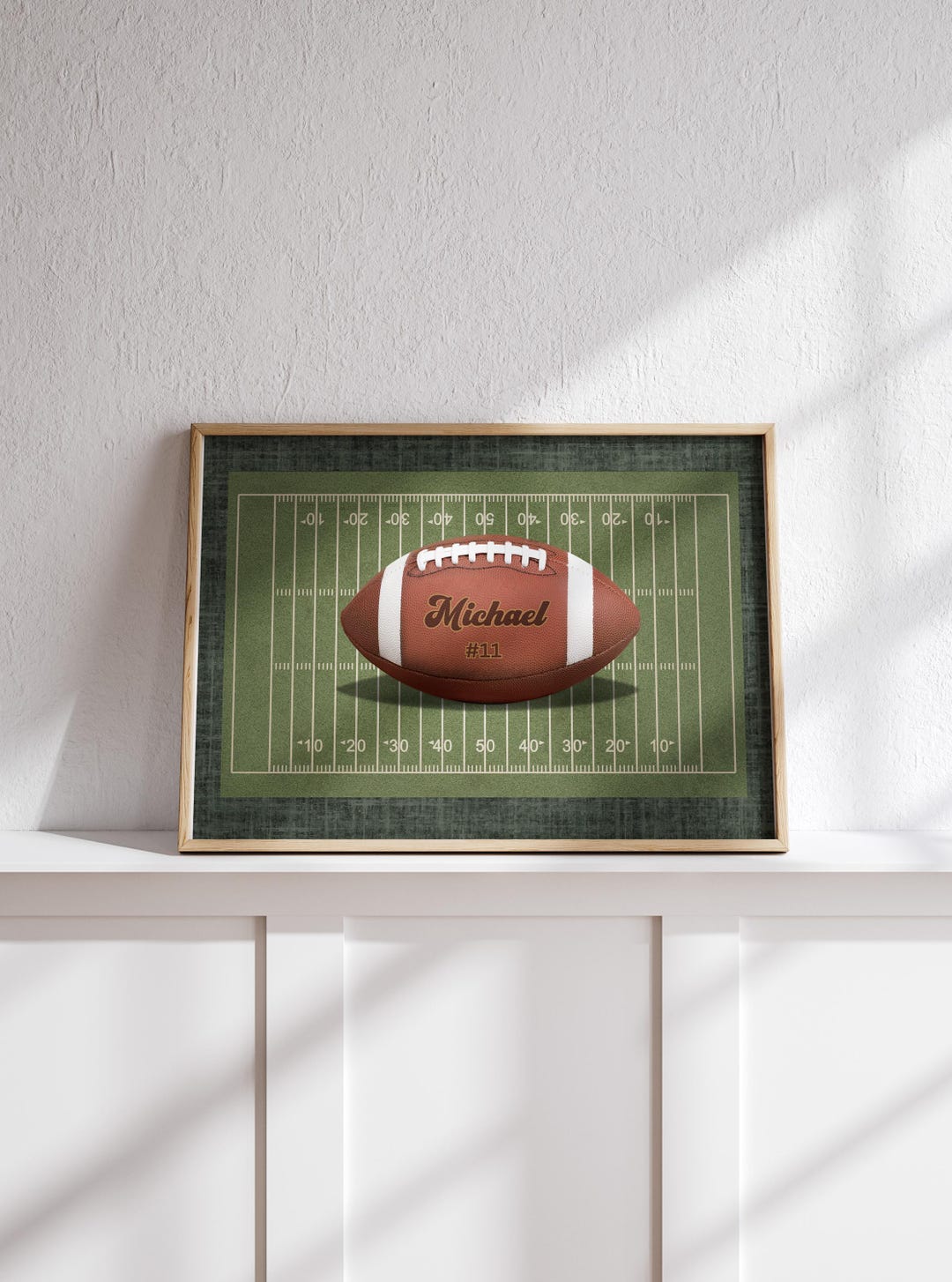 Personalized Football Wall Art With Name & Number, Custom Sports Print ...