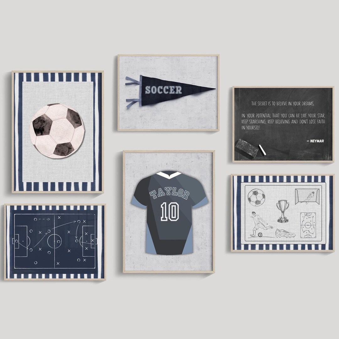 Soccer Theme Wall Decor for Kids Room – Personalized Soccer Jersey ...