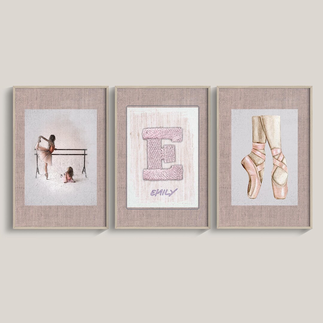 Personalized Ballet Wall Art Set of 3 Custom Name Monogram, Ballerina ...
