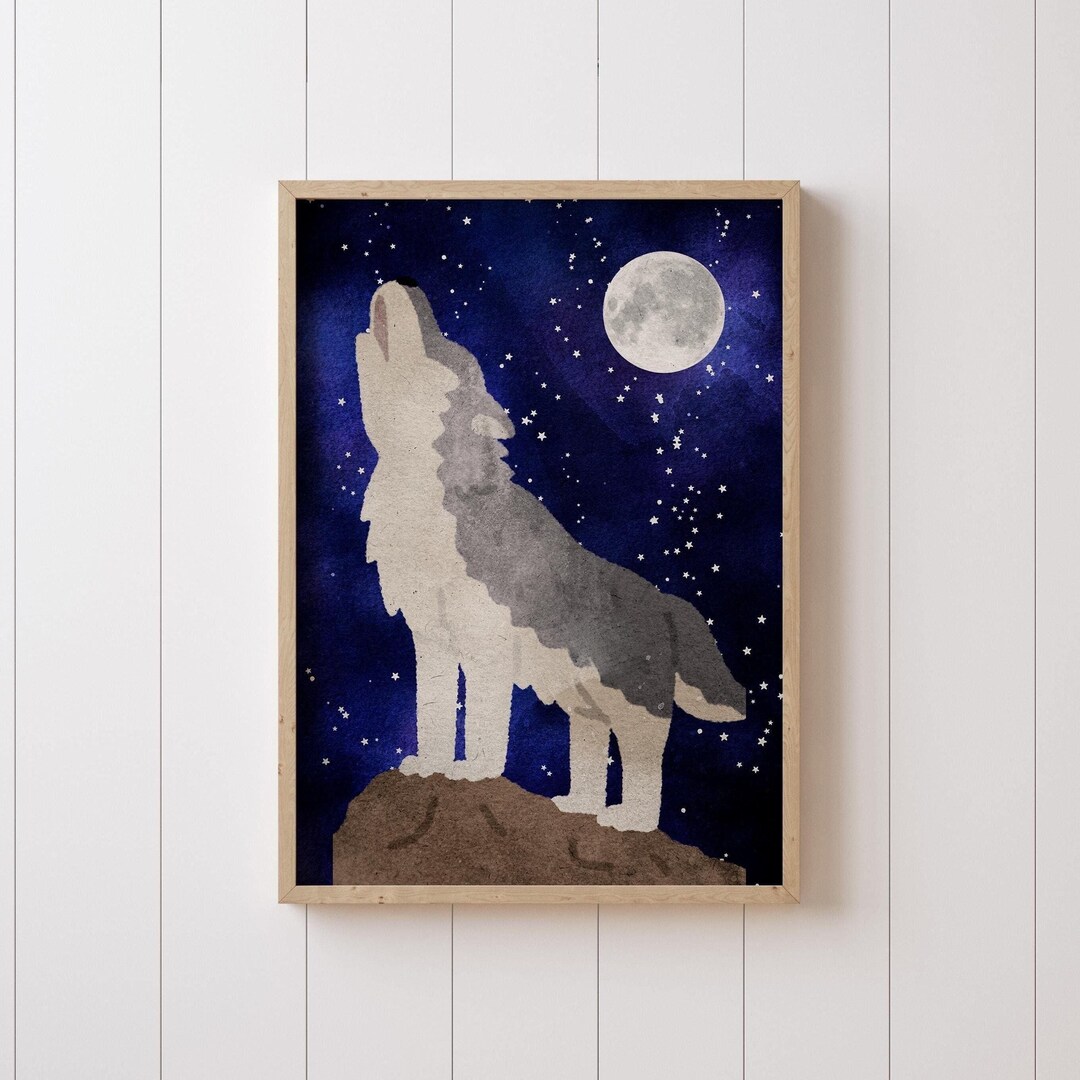 Wolf Whimsical Watercolor Children's Art Print Digital Download ...