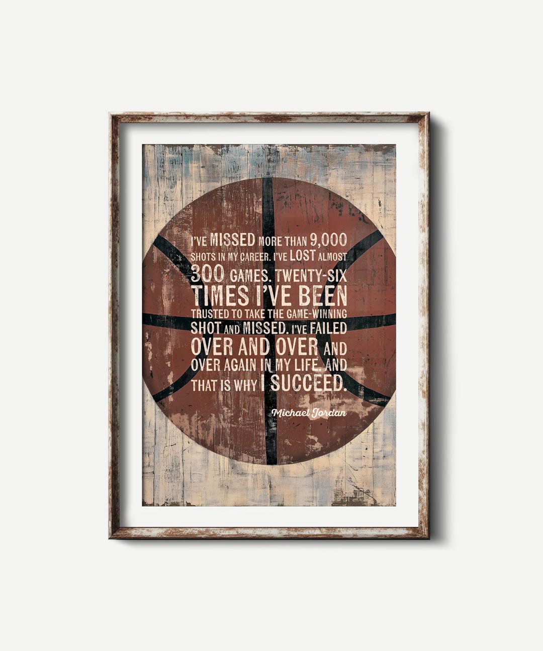 Vintage Basketball Motivational Print: Michael Jordan Quote, Sports Fan ...