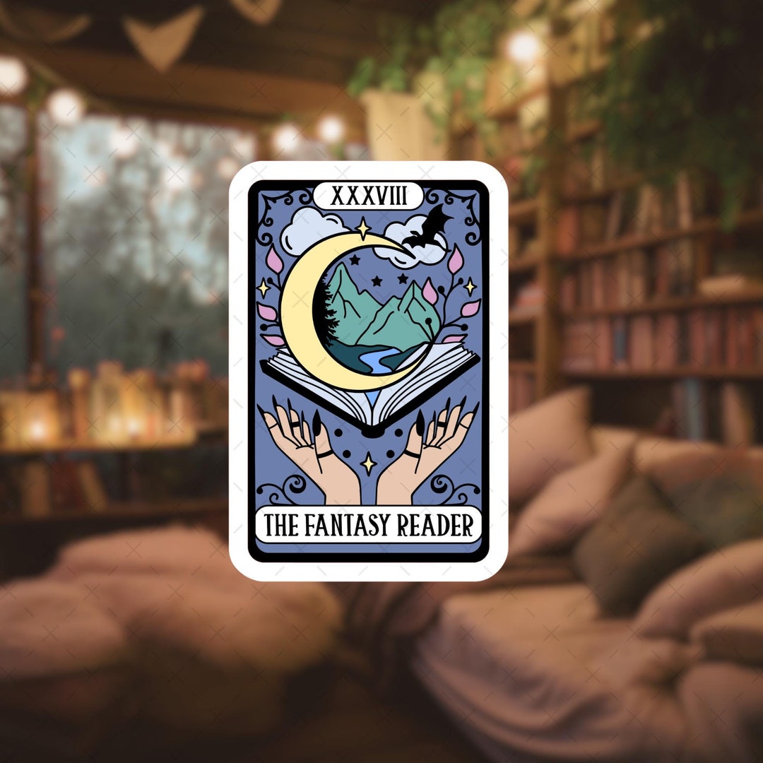 The Fantasy Reader Tarot Card Sticker, Kindle Stickers, Tablet Stickers ...
