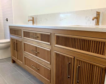 Custom White Oak Reeded Bathroom Vanity - Etsy
