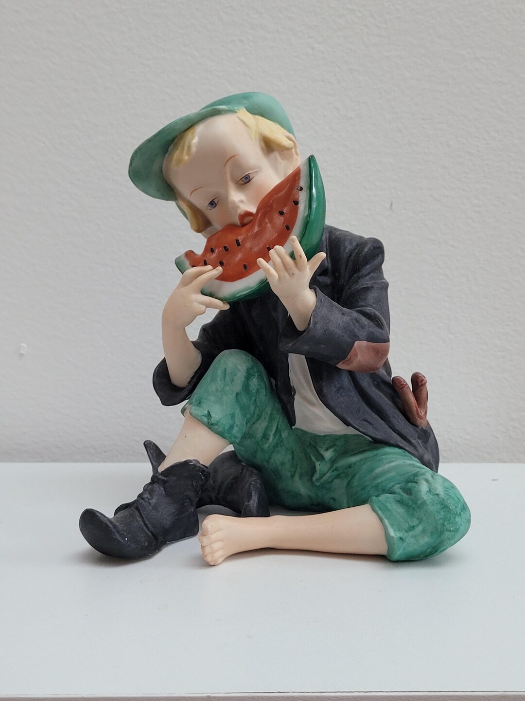 CAPODIMONTE PUCCI BOY Eating Watermelon Statue Figurine - Etsy