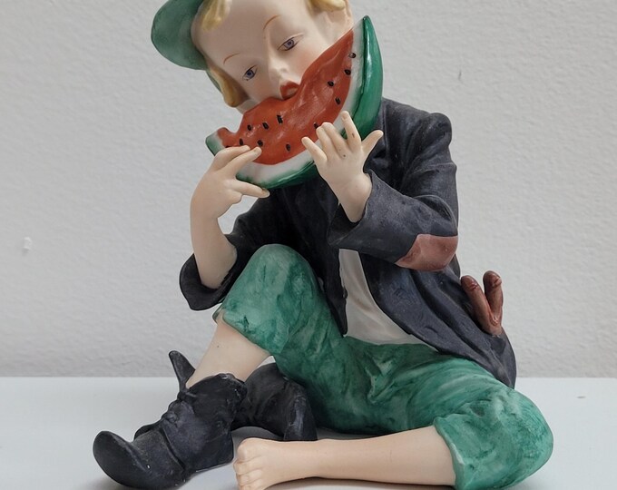 CAPODIMONTE PUCCI BOY Eating Watermelon Statue Figurine - Etsy