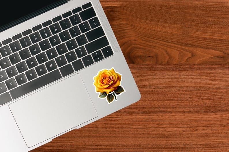 Yellow Rose Sticker, Nature Lovers, Flower Lovers Sticker, Vinyl Decal ...
