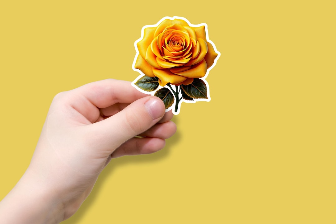 Yellow Rose Sticker, Nature Lovers, Flower Lovers Sticker, Vinyl Decal ...