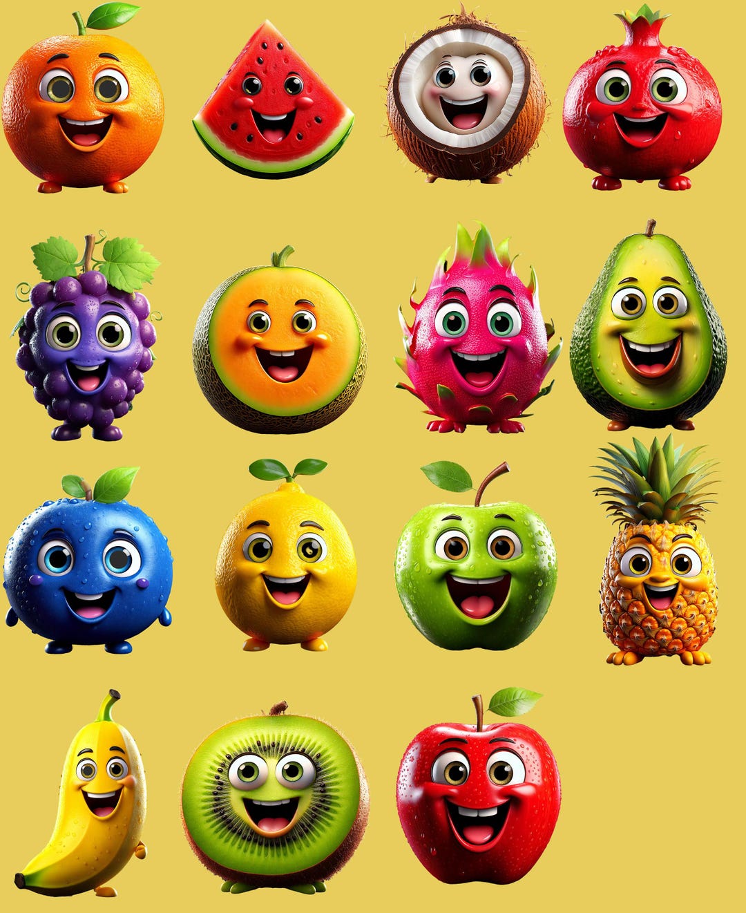 Cute Fruit Waterproof Stickers, Colorful Vinyl Decals - Etsy