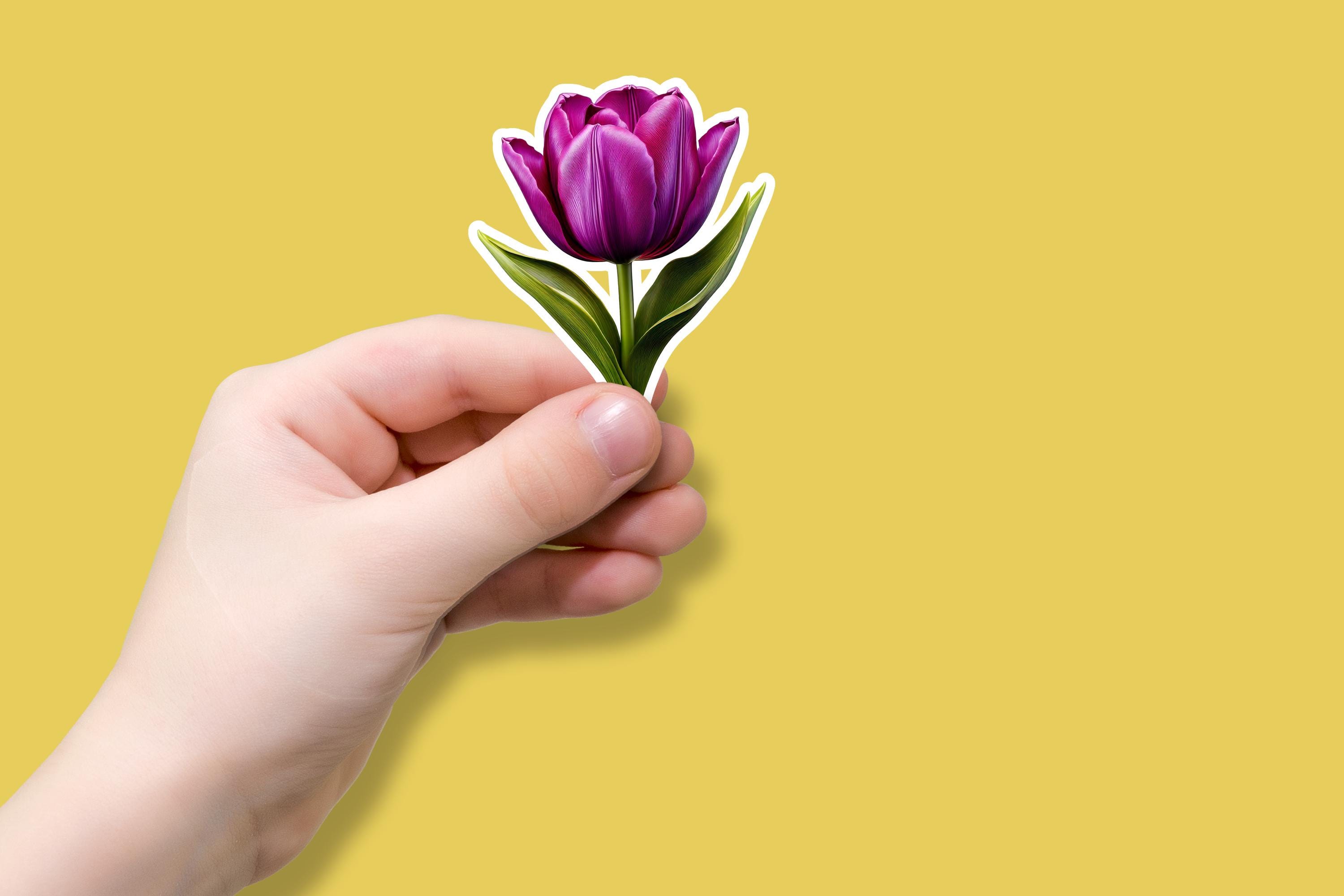Purple Tulip Flower Sticker, Nature Lovers, Flower Lovers Sticker ...