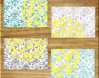 Yellow Teal Gray | Etsy