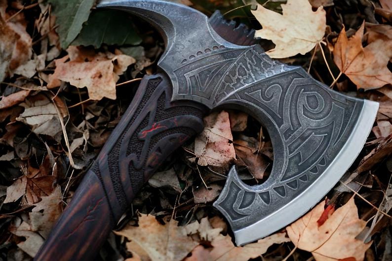 Premium Handcrafted Viking Axe - 7.5" K110 German Steel Head, 29 ...