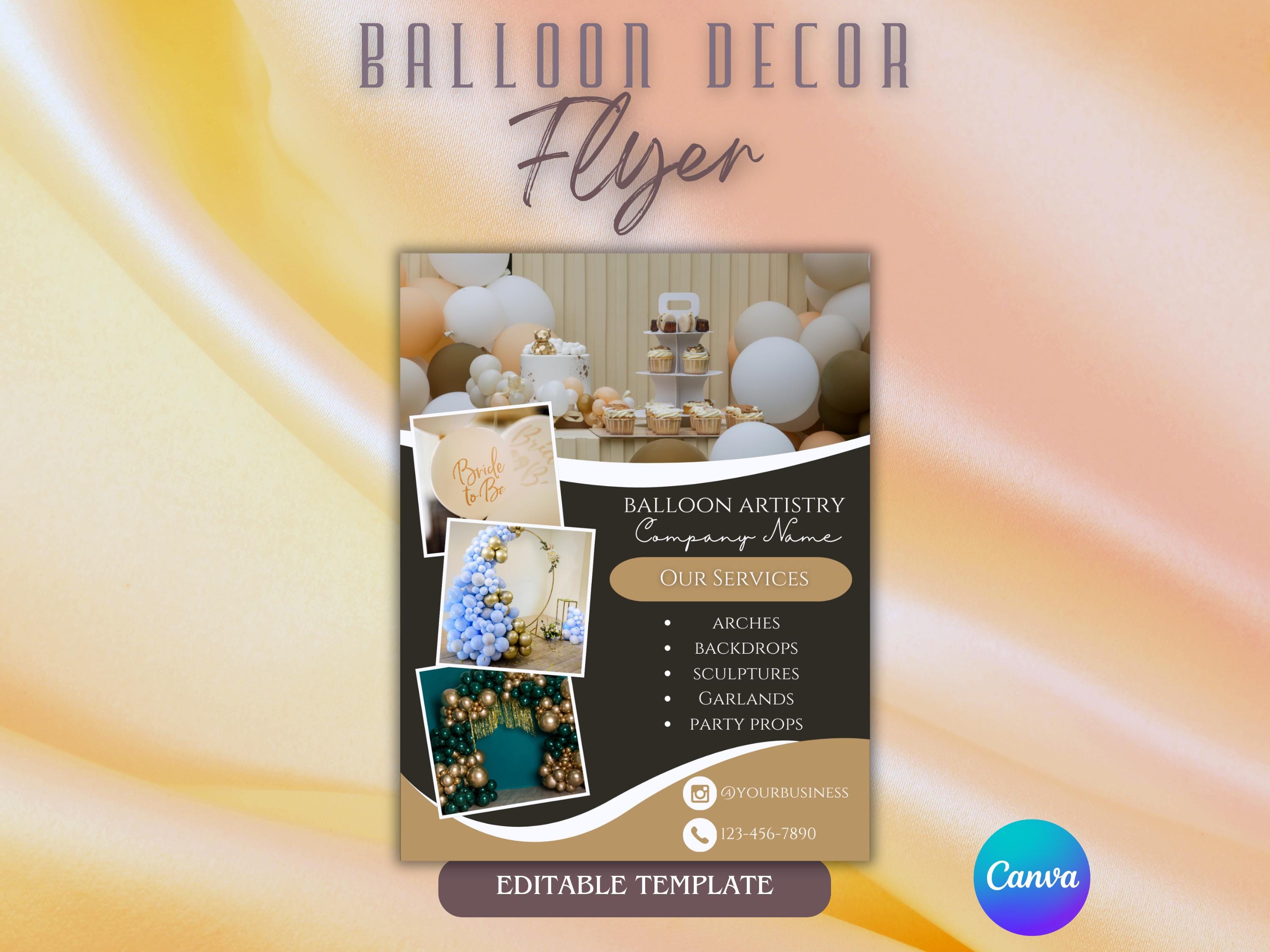 Balloon Decor Flyer Template | Balloon Business Flyer | Canva - Etsy