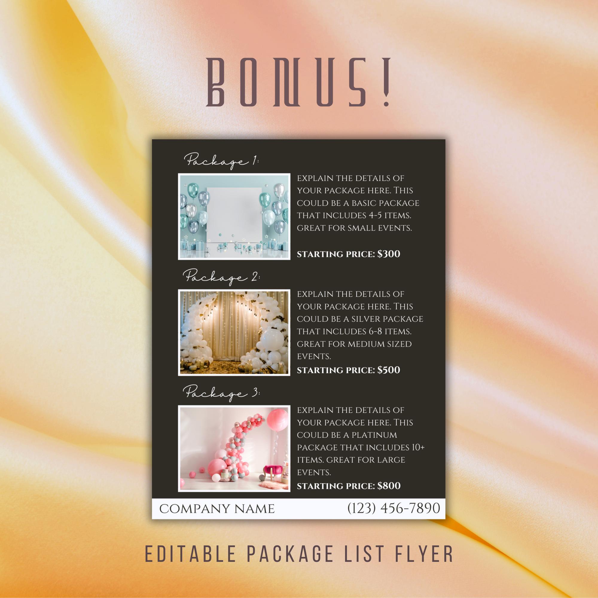 Balloon Decor Flyer Template | Balloon Business Flyer | Canva - Etsy