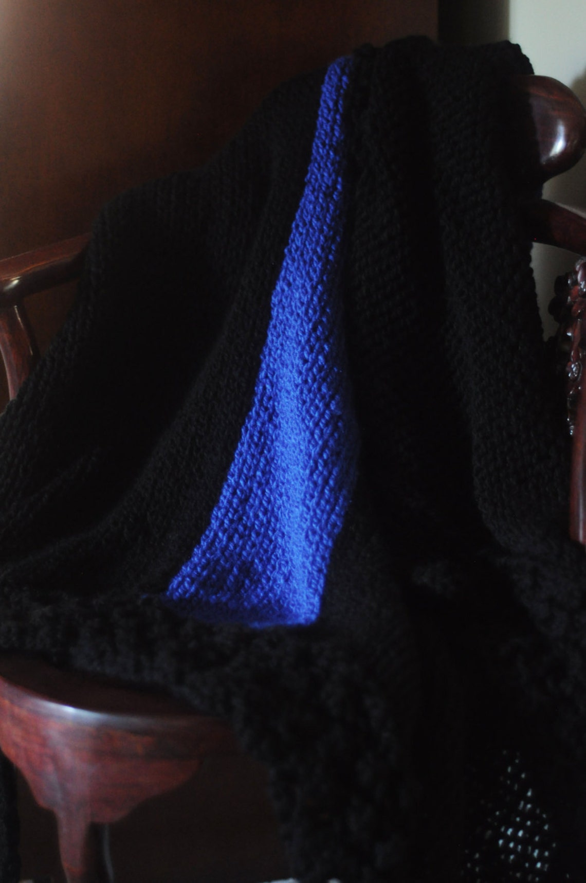 Knit Thin Blue Line Fallen Police Officer Remembrance Blanket/throw - Etsy