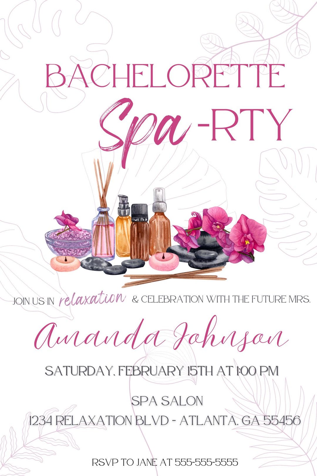 Customizable- Bachelorette Spa Party Invite, Spa Bachelorette Invite ...