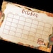 October Printable Calendar, Fall Printable Calendar, Downloadable Fall ...