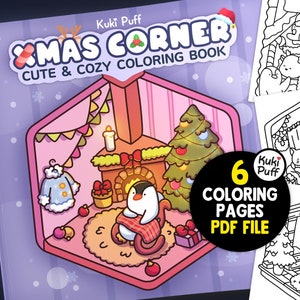 Xmas Corner: Cute Adorable Designs of Cozy Christmas Spaces Coloring ...