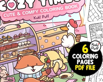 Comfy Times: Cute Animal Characters With Simple Designs Coloring Book ...