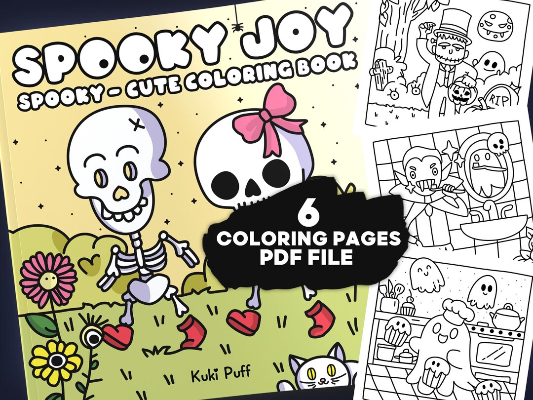 Spooky Joy: Adorable Creepy Creatures in Cozy Hygge Moments Coloring ...