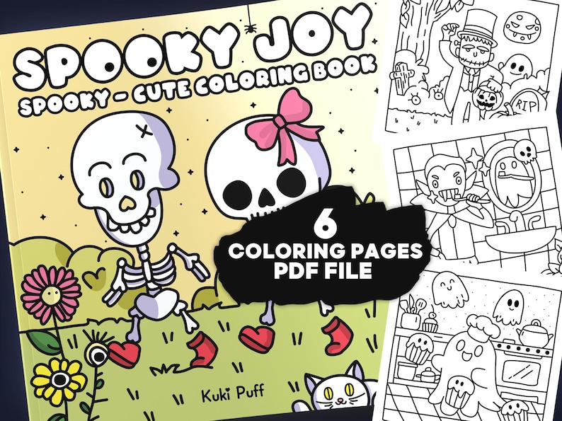 Spooky Joy: Adorable Creepy Creatures in Cozy Hygge Moments Coloring ...