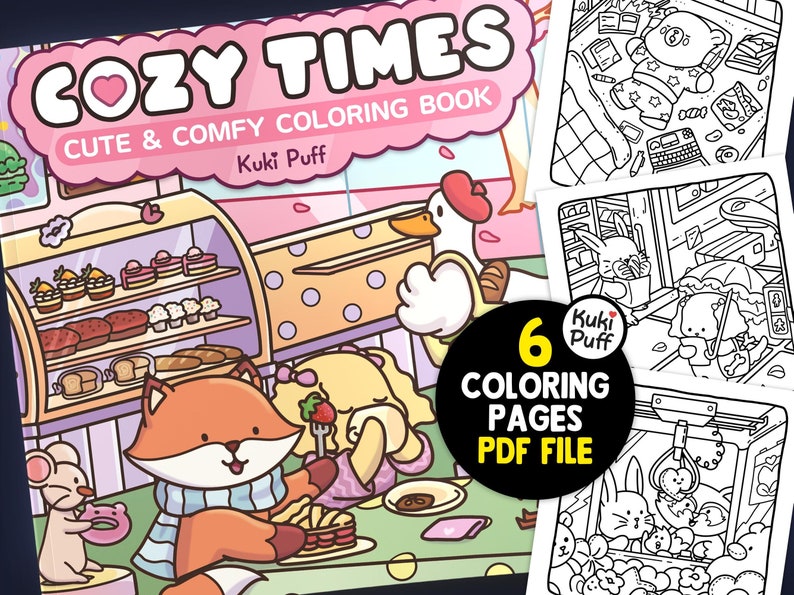 Cozy Times: Cute Animal Characters in Cozy Hygge Moments Coloring Book ...