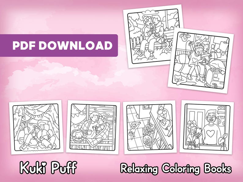 Purr Moments: Cozy Activities of a Couple With Cute Pets Coloring Book ...