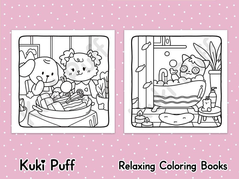 Fluffy Days: Cute Animal Characters Easy and Simple Designs Coloring ...