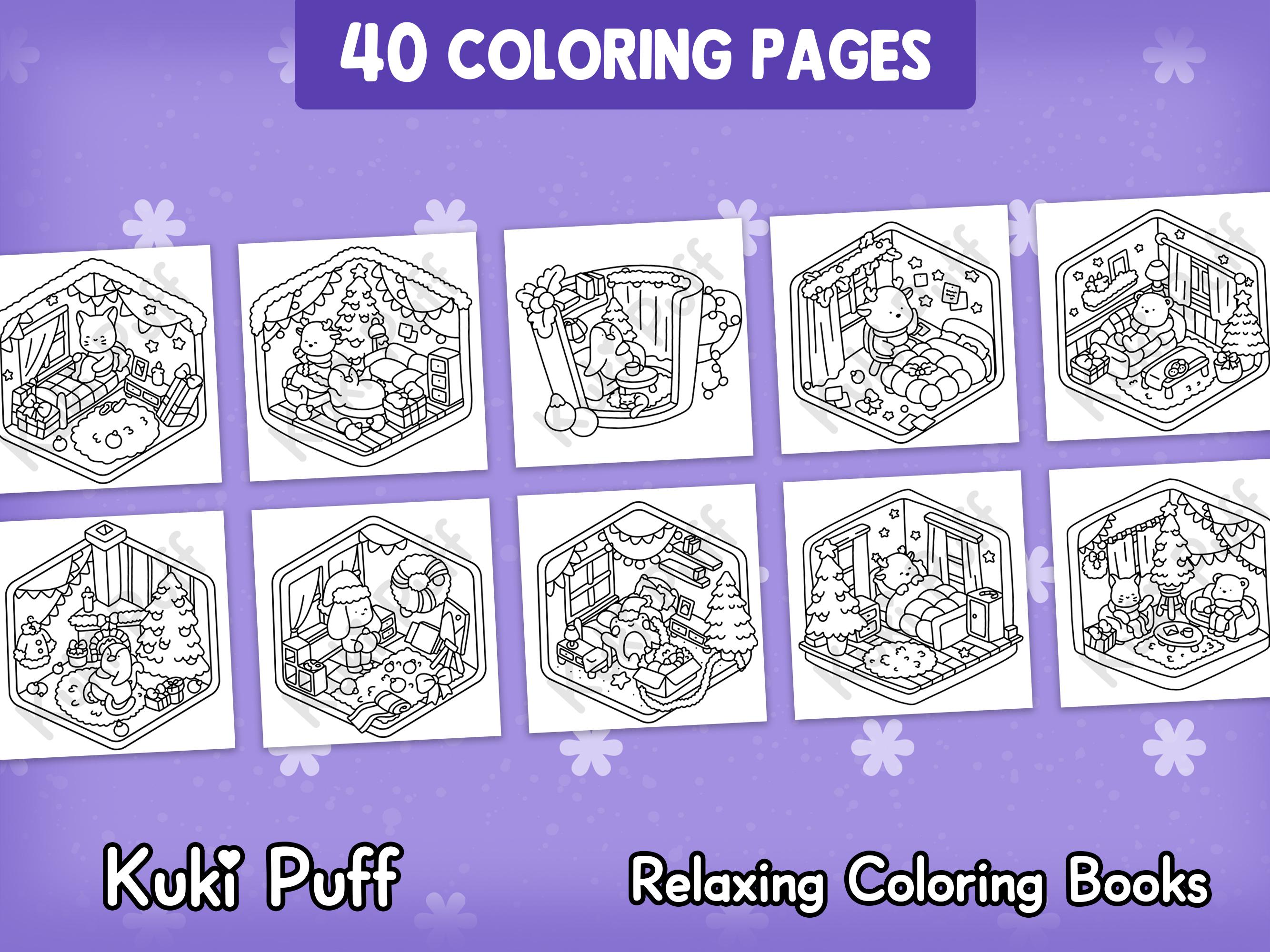 Xmas Corner: Cute Adorable Designs of Cozy Christmas Spaces Coloring ...