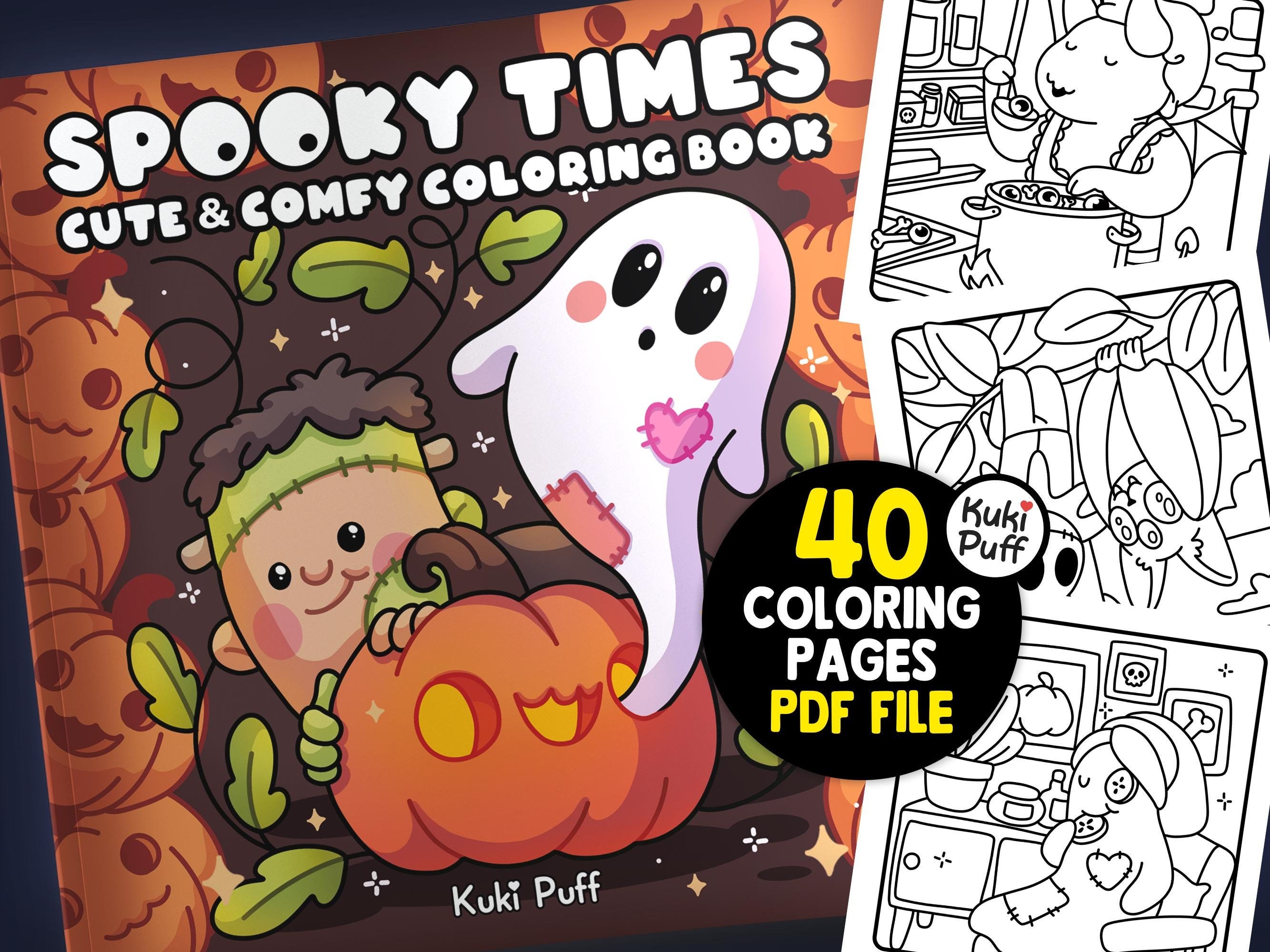 Spooky Times: Adorable Creepy Creatures in Cozy Moments Coloring Book ...